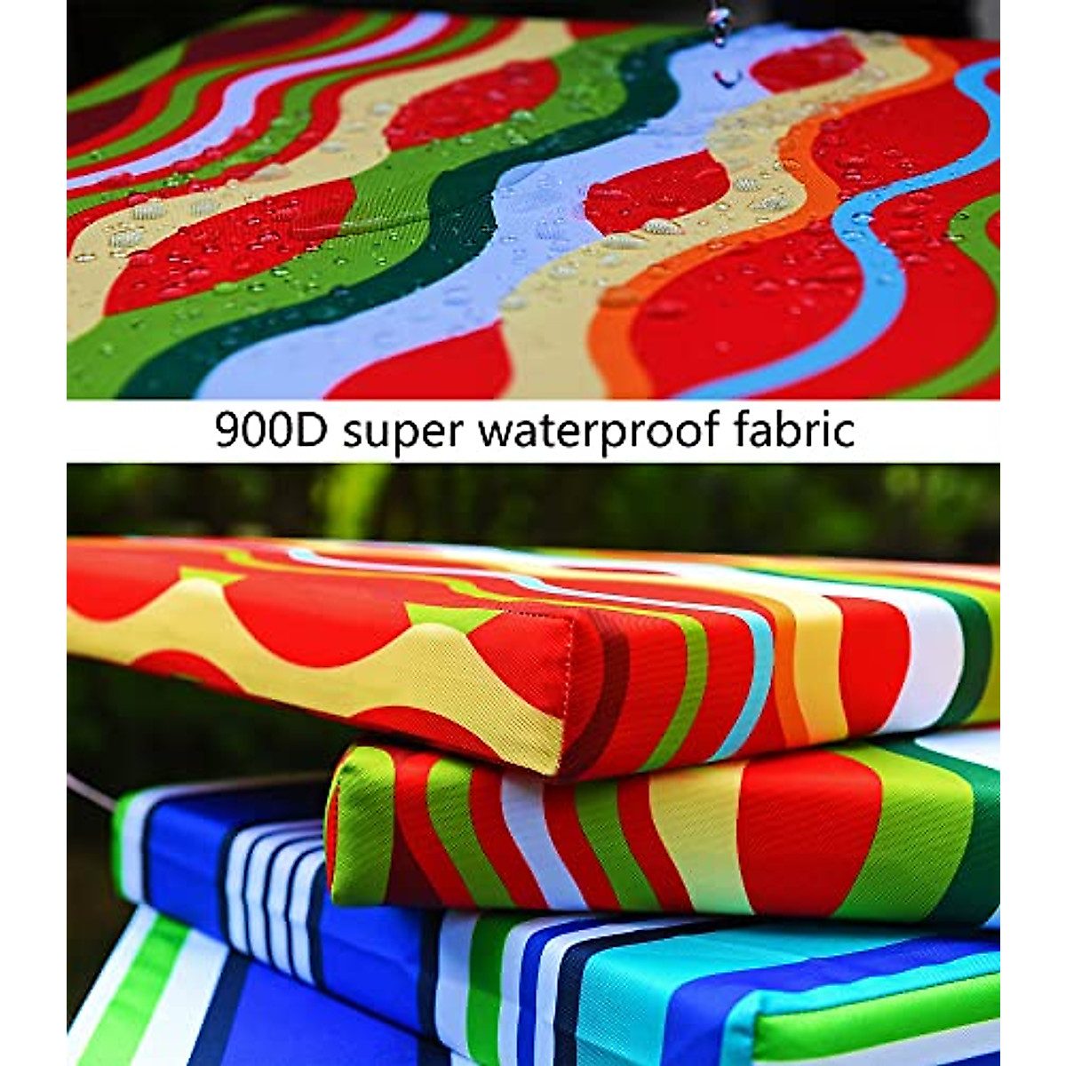 LFNOONE Patio Chair Cushion 17x17 Inch Waterproof Outdoor Seat Cushions Color Fastness High-Density Sponge for Patio Furniture Garden Sofa Couch Chair Pads Color Ripple Pattern Set of 4