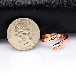 Uloveido 925 Sterling Silver FAITH Cross Adjustable Ring, Rose Gold Plated Hollow Cross Religious Rings for Women Y531