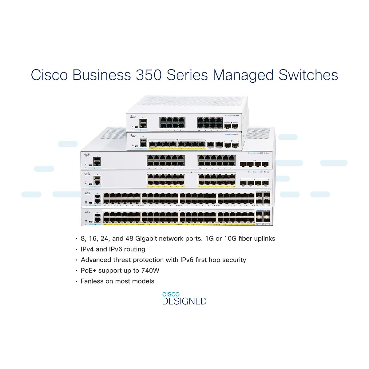 Cisco Business CBS350-8FP-E-2G Managed Switch | 8 Port GE | Full PoE | Ext PS | 2x1G Combo | Limited Lifetime Protection (CBS350-8FP-E-2G)