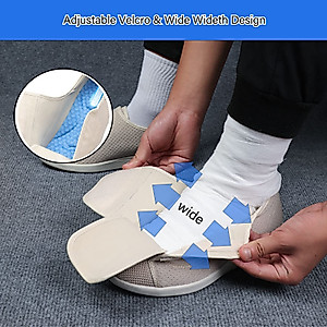 SOLPNOW Women's Comfortable Wide Lightweight Walking Shoes,Breathable Adjustable Diabetic Shoes Air Cushion Sneakers (11,Black Gray)