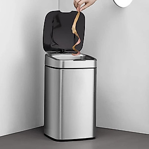 MFCHY Kitchen Smart Trash Can Automatic Sensor Living Room Stainless Steel Trash Can Automatica Rubbish Bin