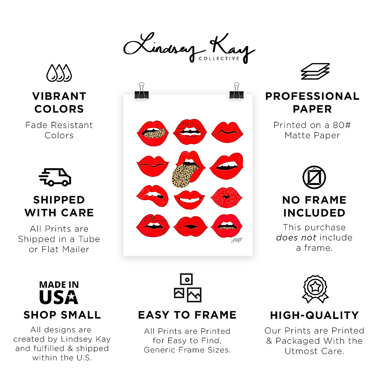 Creative Collage Set of 4 | Leopard | Plant | This Must Be the Place | Lips | Wall Art | Poster | Art Print | Dorm Room Decor | Poster | Made in USA | Gallery Grade | Unframed (8x10)