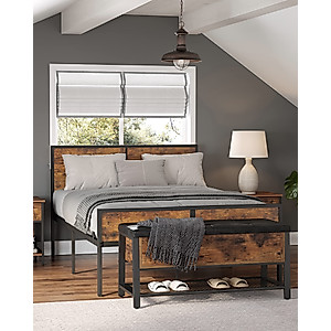 VASAGLE Metal Frame with Headboard, Footboard, No Box Spring Needed, Under-Bed Storage, Full, Classic Rustic