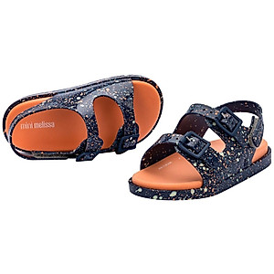 mini melissa Girl's Wide Sandal II BB (Toddler/Little Kid) Navy 9 Toddler M