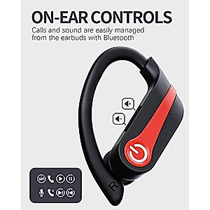 GOSCIEN Ear Buds Wireless Bluetooth Earbuds 50Hrs Playtime Bluetooth 5.1 with Wireless Charging Case IPX7 Waterproof Wireless Bluetooth Earphones with Earhook for Sports