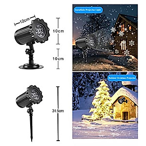 Christmas Outdoor Projector Lights,Yohencin Led White Snowflake Projector Light Waterproof Light Show Decoration Xmas Holiday Wedding Garden Patio Blizzard Projector Lamp (Snowflake)