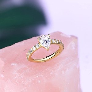 Melighting Gold Septum Jewelry 14k Solid Helix Piercing Jewelry Helix Earrings 16G Clear CZ Teardrop Tragus Cartilage Earrings Clicker Piercing Jewelry