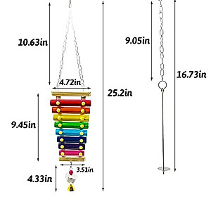 Hamiledyi Chicken Swing for Coop, 4 PCS Colorful Chick Hanging Swing Toys with Xylophone Vegetable String Bag Fruit Skewer, Chicken Coop Accessories for Chicks Macaw Parrots Birds