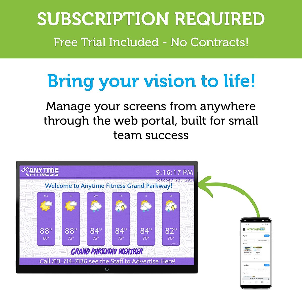 SmartSign2go Lite Digital Signage UltraHD 4k Media Player with Easy-to-Use Cloud-Based Software (Includes 2-Week Free Software Trial)