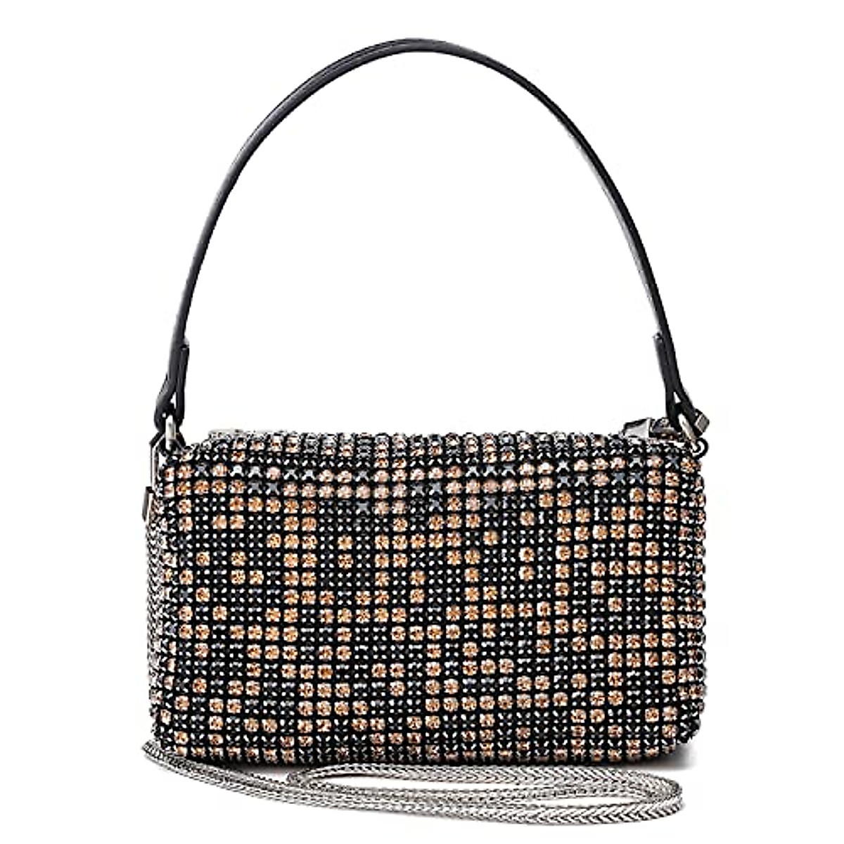 Beilaidisi Sparkling Crystal Leopard Evening Clutches Bling Rheinstone Chain Bag for Pary Wedding Date