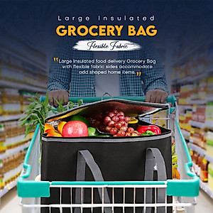 Insulated Reusable Grocery Bags(Pack of 2-Extra Large)Black, Portable Travel Bag For Frozen Food, Reusable Bags with handles-Foldable Insulated Bag Grocery, For Hot Cold Food Reusable Shopping Bags