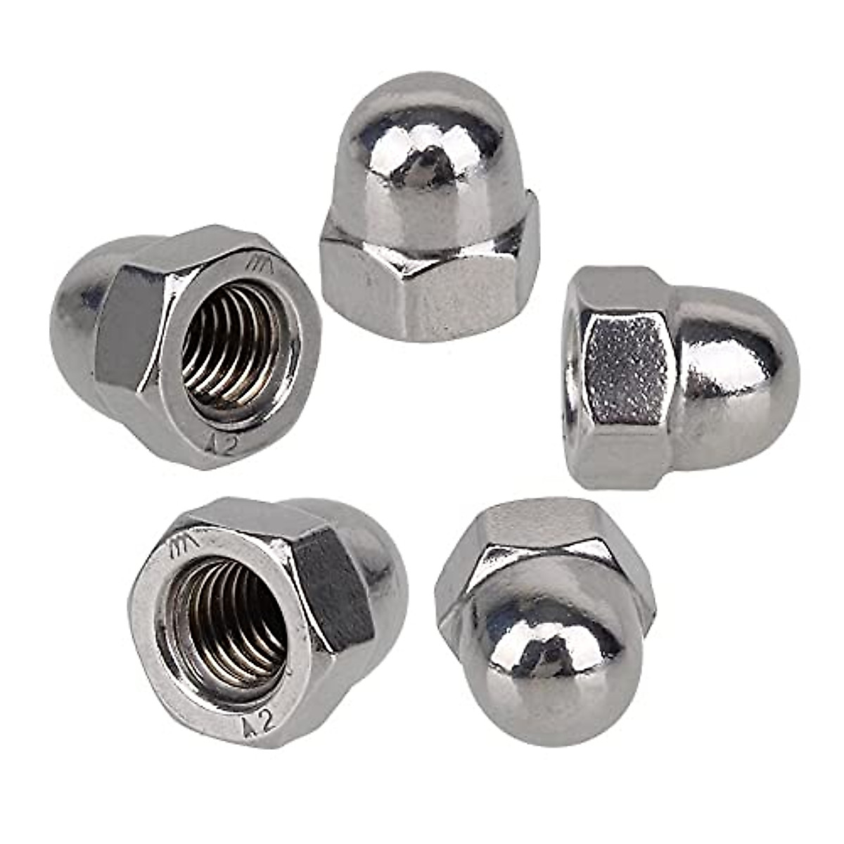 binifiMux 100pcs M4-0.7mm Acorn Cap Nuts, 304 Stainless Steel / A2-70/18-8, Plain Finish, DIN1587