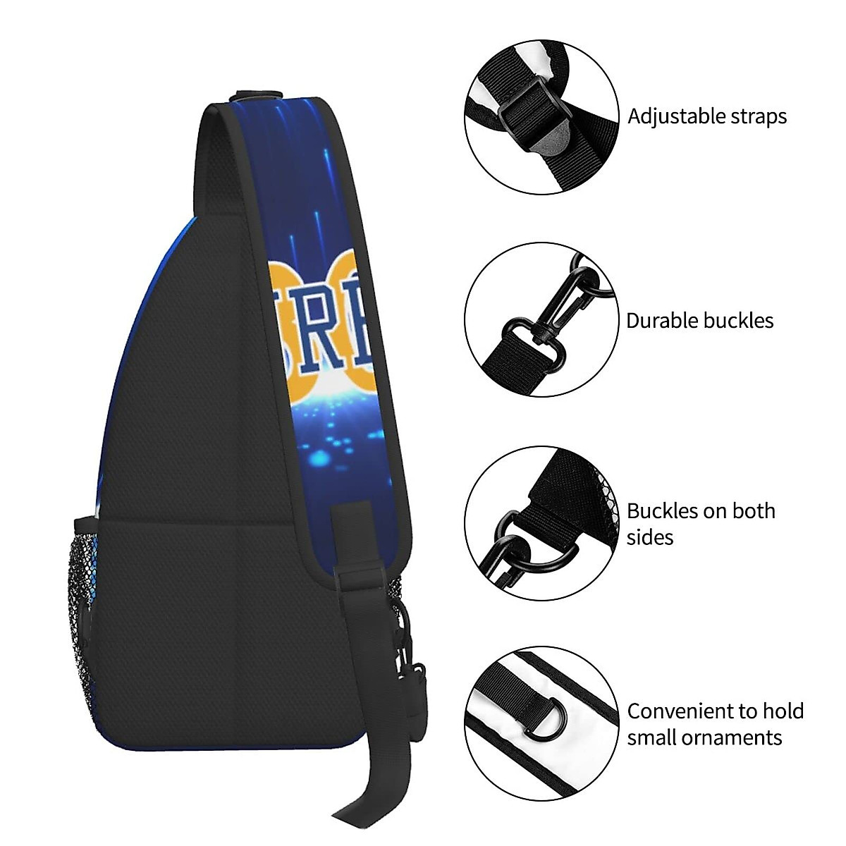 Curry Golden State Basketball Sling Backpack,Travel Hiking Daypack Pattern Rope Crossbody Shoulder Bag, Cross Chest Bag Diagonally For Men Women