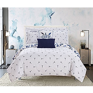 Chic Home Le Marias 9 Piece Reversible Comforter Paris is Love Inspired Printed Design Bed in a Bag-Sheet Set Decorative Pillows Shams Included Size, Queen, Navy