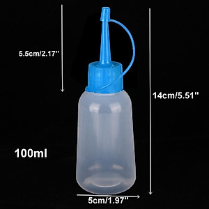 Plastic Clear Tip Applicator Bottle Squeeze Bottle, Kitchen Gadget Hotel Home Condiment Supplies with Cap(blue)