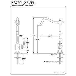 KINGSTON BRASS KS7398BL Vintage Cold Water Filtration Faucet, Brushed Nickel