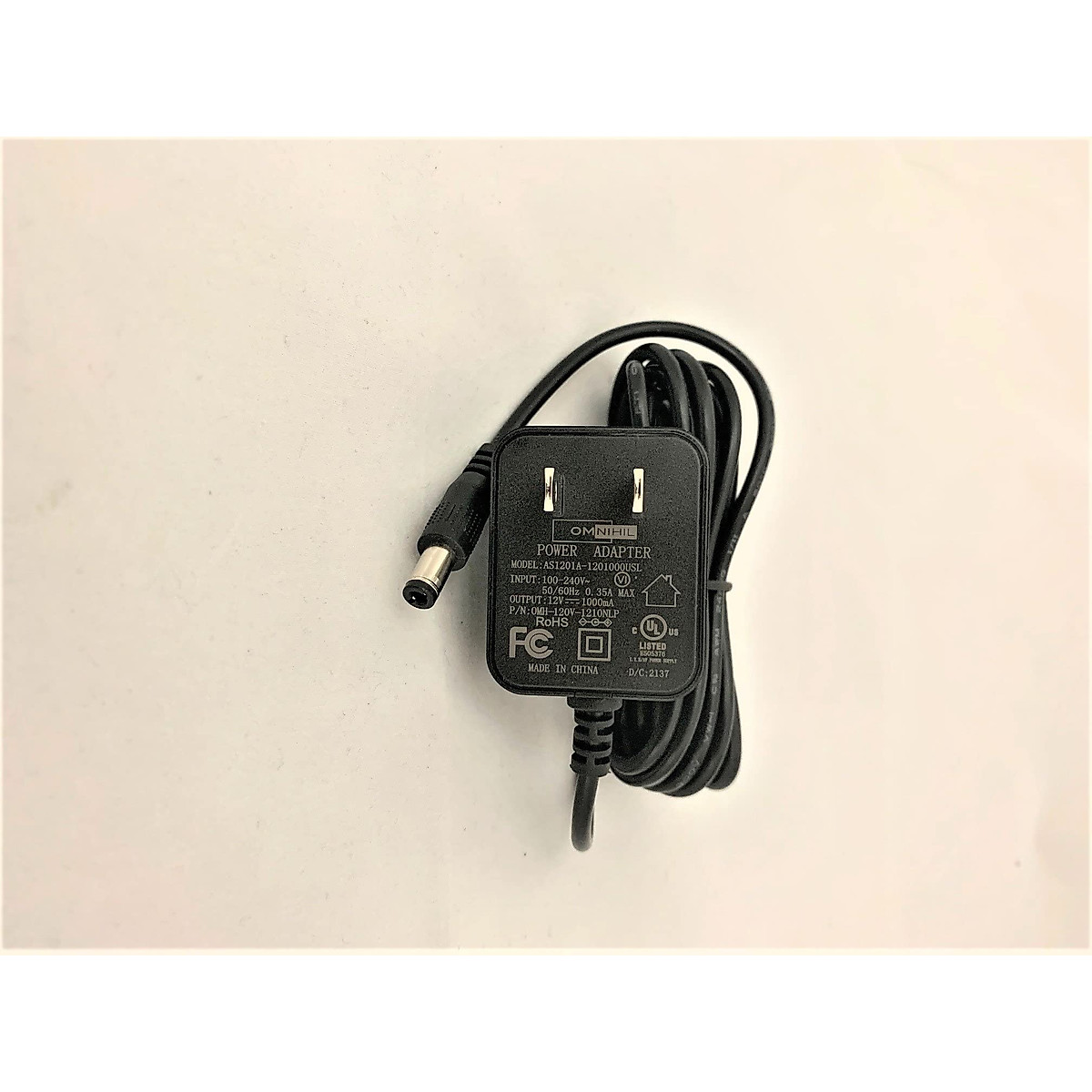 OMNIHIL 8 Feet AC/DC Power Adapter Compatible with Model AD-48121000D 120V 60HZ 0.3A 12V DC 1000mA I.T.E. Power Supply