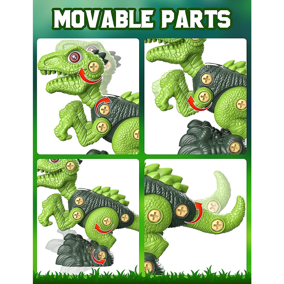 EduCuties Dinosaur Toys for Kids 3-5, Take Apart Dino Games for Boys Girls Age 5-7, Construction Building Educational STEM Sets with Electric Drill for Children Birthday Present