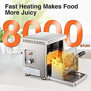 Portable Propane Camping Gas Grill, BBQ grill, 360°Mesh Wave, 8000 BTU small propane Grill with Non-Smoke Burner, Stainless Barbecue grill, Steak Grill with Temperature Probe Better for Indoor & Outdoor Use