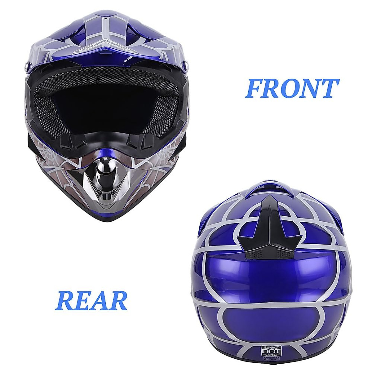 OUMURS DOT Youth ATV Helmet with Gloves Goggles for Youth Boys Girls 5-14 Ages,Kids Dirt Bike Helmets Motocross BMX MX UTV Snowmobile Go Kart Full Riding Racing Skateboard Protective Safter