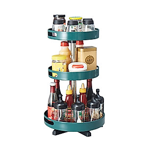 BULTIWEUD 3 Tier Lazy Susan Turntable Spice Rack Organizer Food Storage Container for Kitchen Cabinet, Spinning Organizer for Spices,Condiments,Green