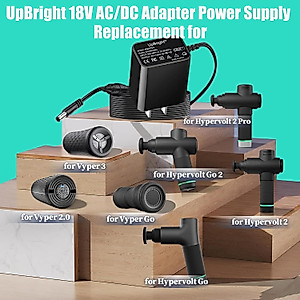 UpBright 18V AC/DC Adapter Compatible with Hyperice Hypervolt GO/Go 2/2 Pro/2 55000 001-00 55200 00100 54200 Massager Handheld Percussion Massage Gun Device MX24Z2-1801000 1A Power Supply Cord Charger
