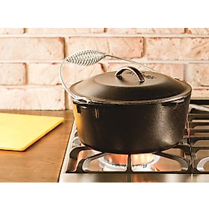 Lodge L8DO3 Cast Iron Dutch Oven, Pre-Seasoned, 5-Quart & ASAHH41 Silicone Assist Handle Holder, Red