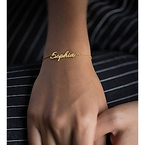 She1001 Ankle Bracelet for Women Personalized Name Anklet 19K Gold Plated Custom Dainty Anklet Bracelet Beach Jewelry for Girlfriend