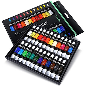Ohuhu Oil Paint Set, 24 Oil-Based Colors, 12ml/0.42oz x 24 Tubes Non-Toxic Oil Painting Set Supplies for Canvas Painting Artist Kids Beginners Adults Classroom Great Art Supplies Gifts Ideal