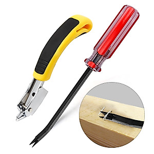 Staple Remover, Upholstery Staple Remover, Upholstery Tools Tack Lifter with Double Pronged Head Nail for All Kinds of Staples for Furniture, Yellow