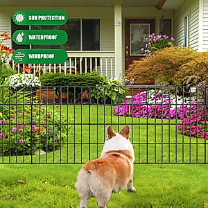 10 Pack Garden Fence Animal Barrier Fencing 1.44 inch Spacing Total 10.8ft (L) x 24in (H) Rustproof Metal Wire Yard Blocker Dog Fences Border for Outdoor Flower Bed Landscape Fencing Decor Black
