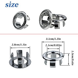 6 Pcs Electroplating Sink Overflow Ring Round Basin Cover Sink Basin Trim Vanity Sink Overflow Cap for Bathroom Kitchen Small Sink Insert (Silver)