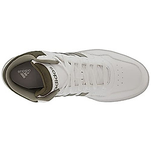 adidas Men's Hoops 3.0 Mid Basketball Shoe, White/Silver Pebble/Olive Strata, 9.5