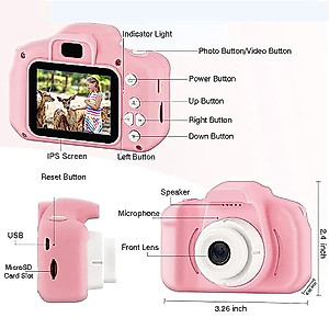 Kids Camera,Toddler Camera for Kids 3-8 Years Old, Toy Gifts for Boys and Girls,Portable Birthday Gifts for 3 4 5 6 7 8 Year Old, Rechargeable 1080P Digital Video Cameras with 32GB SD Card