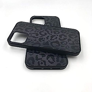 XUNQIAN Compatible for iPhone 12 Case, iPhone 12 Pro Case, Black Leopard Cheetah Animal Skin Print Art Thin Soft Black TPU +Tempered Mirror Protective Case for Apple 12/12 Pro (for iPhone 12/12 Pro)