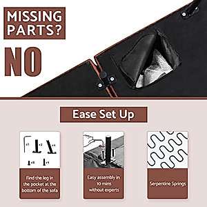 LIFERECORD Futon Sofa Bed Faux Leather Modern Convertible Sofa Memory Foam Daybed with Adjustable Armrests for Living Room, Nut Brown