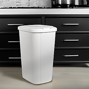 BHCHA 13.3 Gallon Trash Can, Plastic Touch Top Kitchen Trash Can (White)