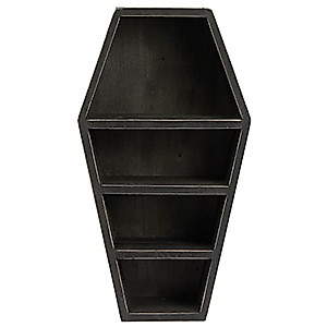 Okuna Outpost Coffin Shaped Shelf, Spooky Gothic Home Decor for Tabletop, Small Trinkets, Nicknacks, Bookshelf, Bathroom, Bedroom, Living Room, Office, Entryway (Black, 8x3x14 in)
