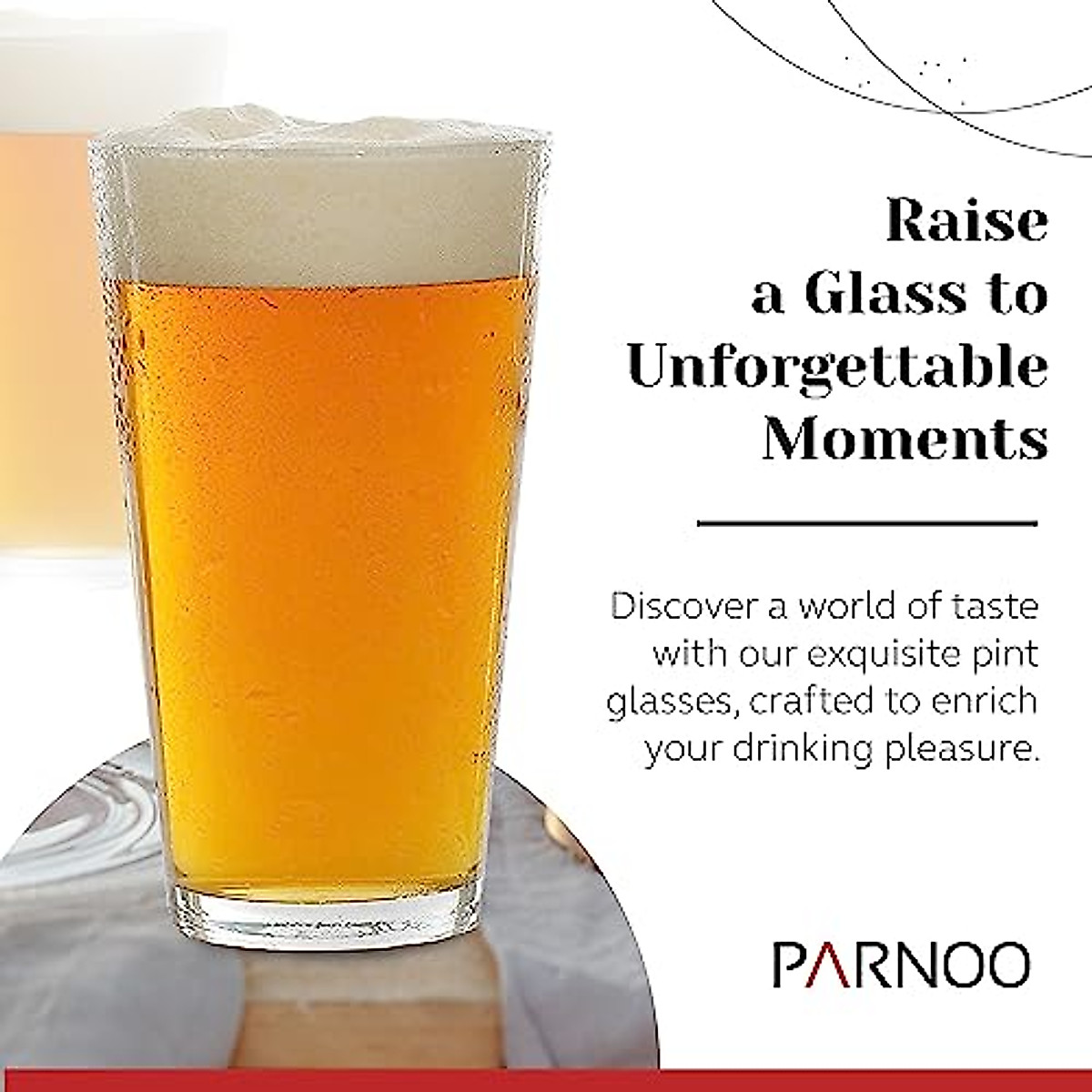 Pint Glasses Set of 6 - 16 oz Drinking Glasses Made for Cold Beverages - 16 oz Mixing Glass & Highball Glasses Set of 6 for Homes, Pubs & More - Freezer & Dishwasher-Friendly Cocktail Glasses, PARNOO