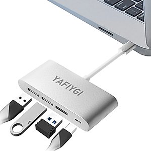 YAFIYGI USB Adapter for MacBook Air 4 in 1 USB C Hub Type C Multiport Adapter with 1USB 3.0 Ports 2 USB 2.0 87W PD Charge Compatible for MacBook Pro 13 15 16