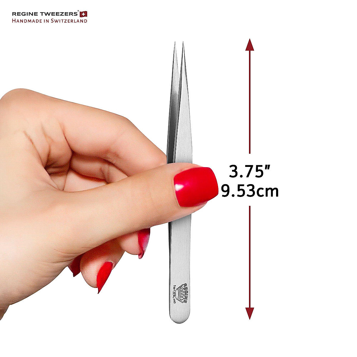 Regine Switzerland Splinter Tweezers – Professional Tweezer with Precision Point Needle Nose for Splinter, Ingrown Hair & Glass Extraction – Stainless Steel Sharp Tool for Men & Women – Silver