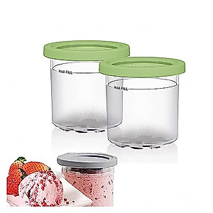 VRINO 2/4/6PCS Creami Pints, for Ninja Pints,16 OZ Ice Cream Containers with Lids Dishwasher Safe,Leak Proof Compatible NC301 NC300 NC299AMZ Series Ice Cream Maker,Green-2PCS