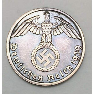 1939 Various Mint Marks WW2 Rare German 1 Rp Coin with Stamps & 1 Mark Bill in Disp Frame 1pf Seller Perfect Uncirculated