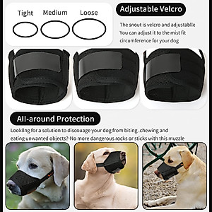 HEELE Dog Muzzle,Soft Nylon Muzzle Anti Biting Barking Chewing,Air Mesh Breathable Drinkable Adjustable Loop Pets Muzzle for Small Medium Large Dogs 4 Colors 4 Sizes