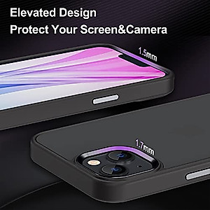 Shockproof Phone Case ,Compatible for iPhone 13 Case, 4FT Military Drop Protection Translucent Matte Hard Back with Soft Edge Airbag Protective Phone Cases for iPhone 13 6.1 inch 2021 (Black)