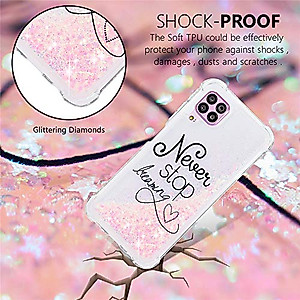 Asdsinfor Huawei P40 Lite Case Fashion Shiny Transparent Soft TPU Creative Cartoon Cute Quicksand with Shiny Flowing Liquid Cover for Huawei P40 Lite Never Stop YB-LS