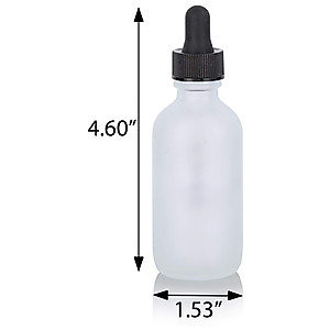 JUVITUS 2 oz Frosted Clear Glass Boston Round Bottle with Black Graduated Measurement Dropper (24 pack) + Funnel