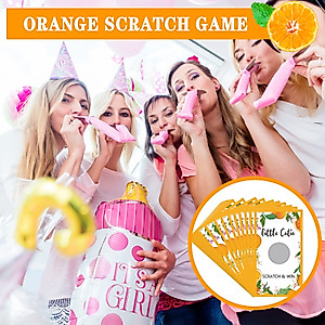 Minatee 60 Pack Little Cutie Scratch Off Cards Little Cutie Baby Shower Games Orange Theme Scratch Off Cards for Little Cutie Baby Shower Birthday Party Supplies