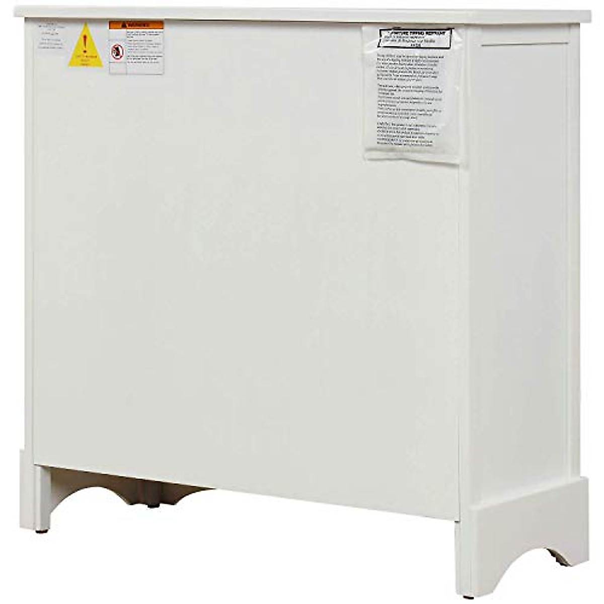 LUMISOL Storage Cabinet Console Entryway Table with Two Drawers and Four Wicker Baskets for Kitchen/Living Room/Dining Room, Storage Chest Accent Furniture Home Collection(White)