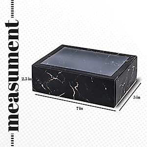 Hammont Clear Window Gift Boxes - 6 Pack - Rectangle Shaped Bakery Boxes with Clear PVC Sleeve | Treat Boxes Perfect for Cakes, Pastries, Cookies, Cupcakes, and Party Favors (Black, 7.5” x 5” x 2.5”)